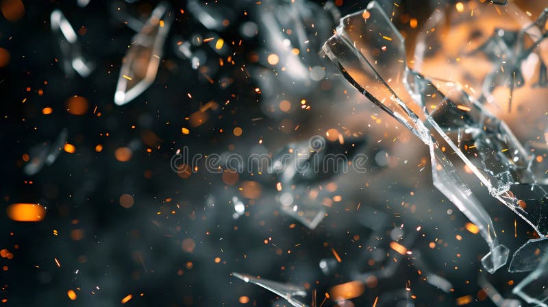 Flying Pieces of Broken Glass Stock Illustration - Illustration of ...