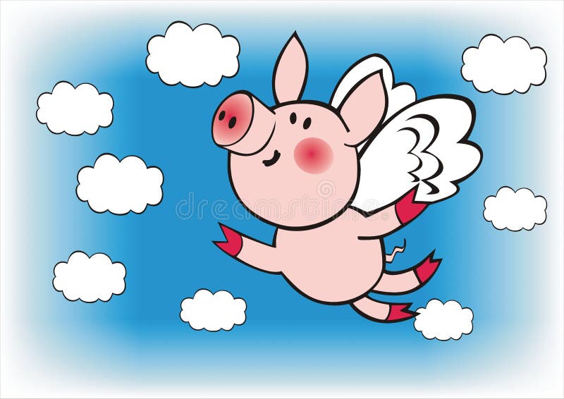 Flying pig stock vector. Illustration of happiness, single - 8163445