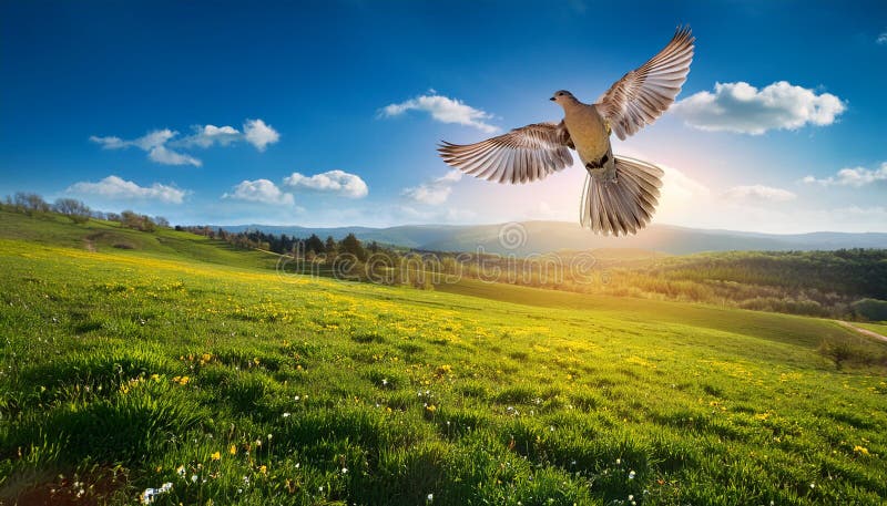 Flying pigeon stock illustration. Illustration of prairie - 352853457