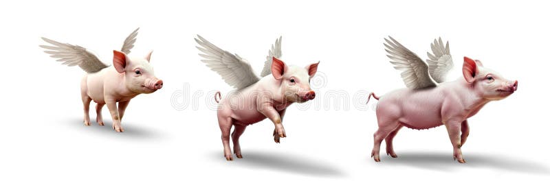 Flying Pigs: Surreal Art of Winged Pigs Defying Gravity Stock ...