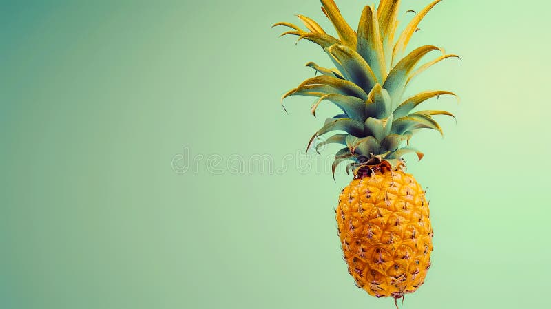 Flying Pineapple on Light Blue Background Stock Illustration ...