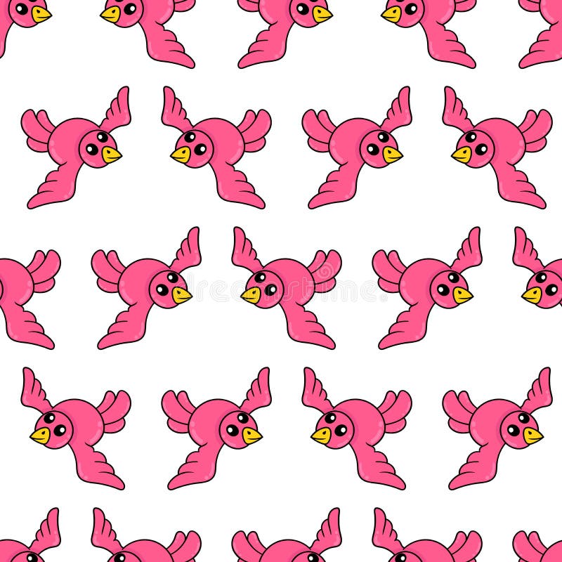 Flying Pink Bird Seamless Repeat Pattern. Background Illustration Stock ...