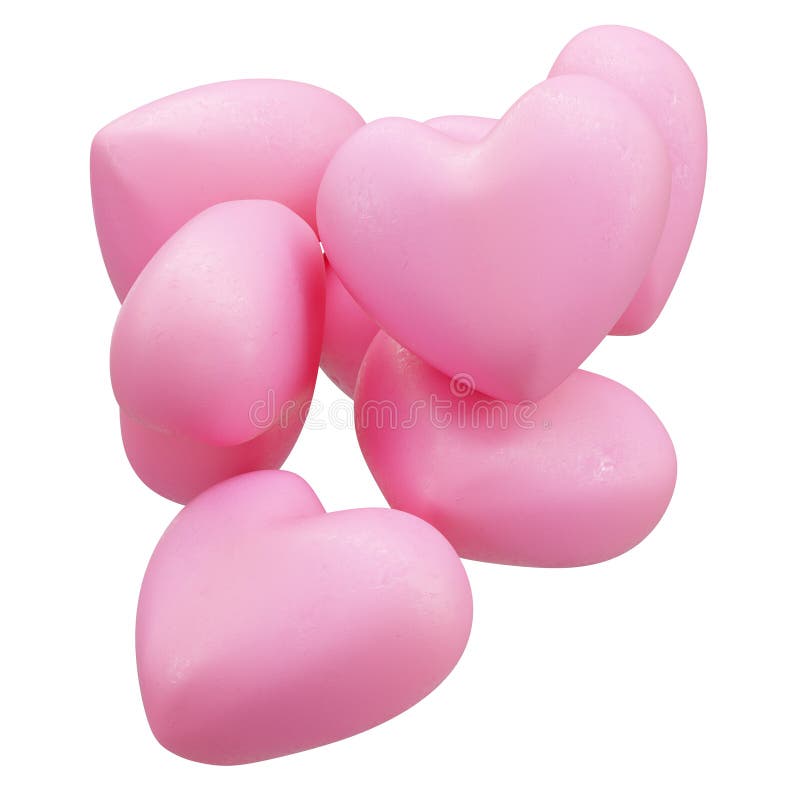 Flying Pink Hearts Valentines Day Concept Isolated on White Background ...