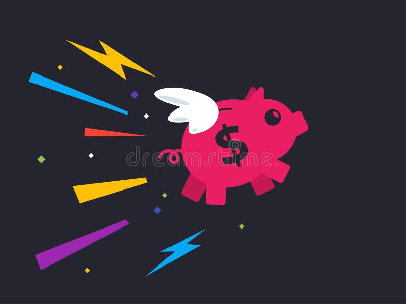 Flying Pink Pig with Wings. Generative AI Stock Illustration ...