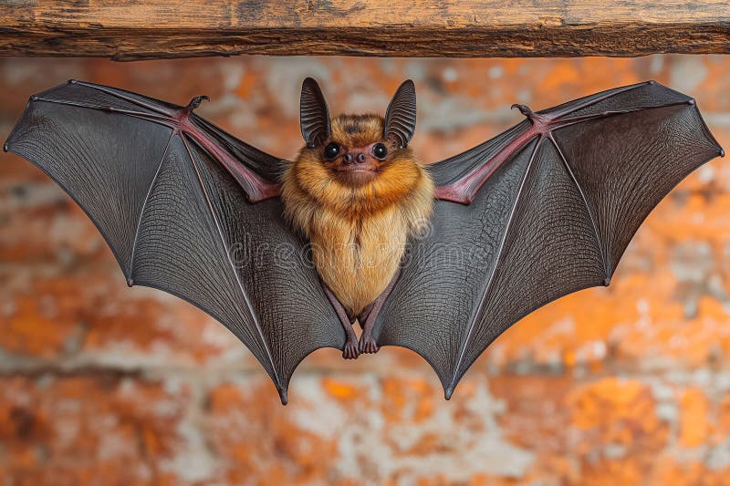 Flying Pipistrelle Bat on Wooden Ceiling - Wild Animals Stock Photo ...