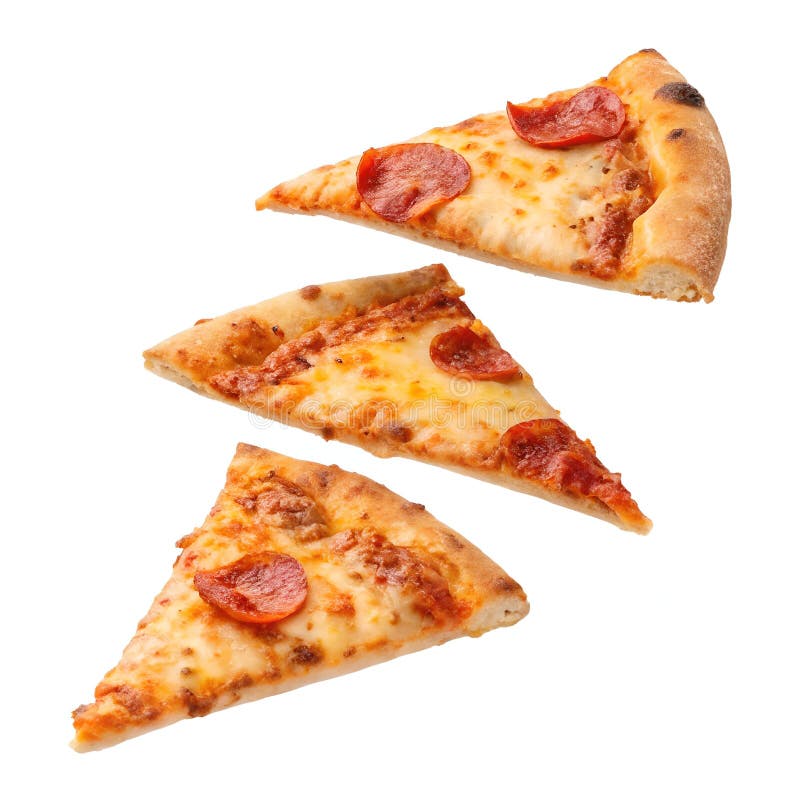 Flying Pizza Slices Isolated on White Background Stock Illustration ...
