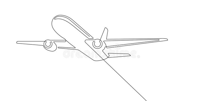 Flying Plane.Airplane.Air Flights.Continuous Line Drawing.Vector ...