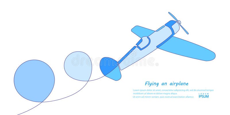 Flying Plane.Airplane . Air Flights. Line Drawing. Vector Illustration ...