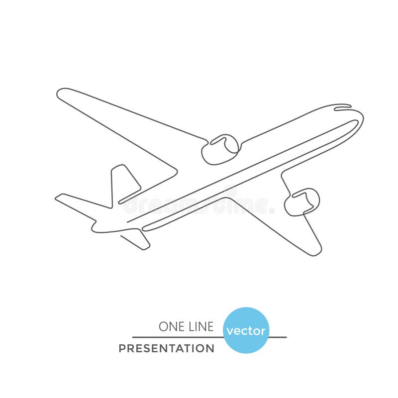 Flying Plane.Airplane Vector .Continuous Line Drawing.Air Flights ...