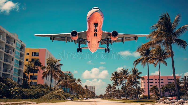 Plane in miami stock image. Image of technology, speed - 322057759