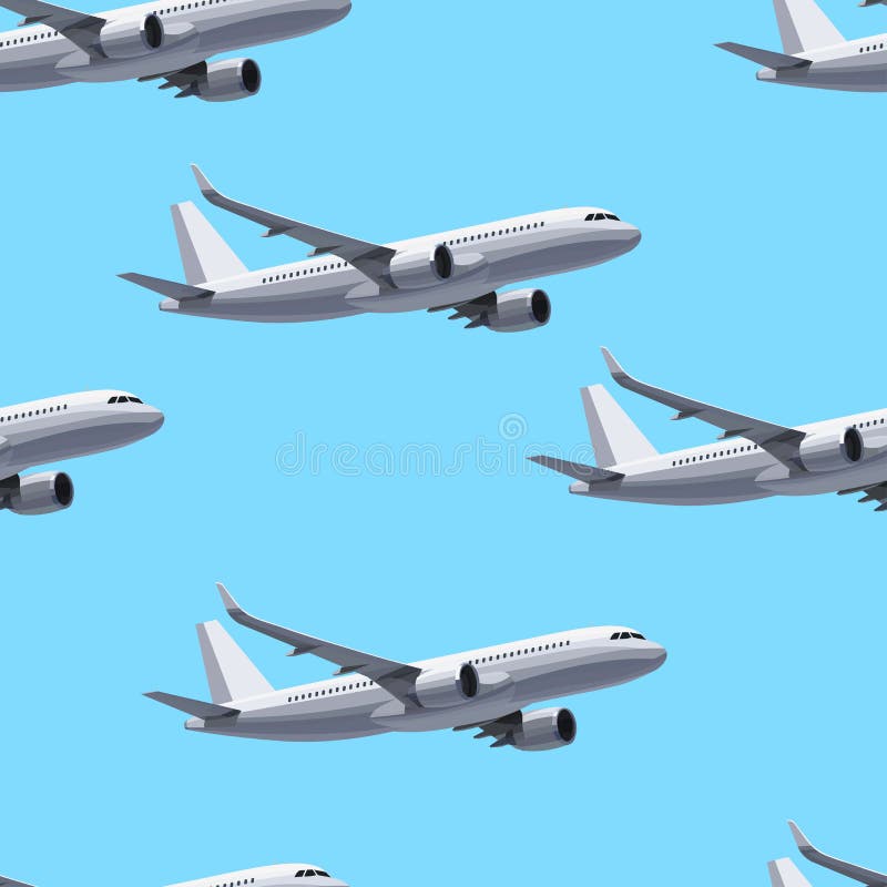Flying Plane Concept. Seamless Pattern. Vector Illustration Stock ...