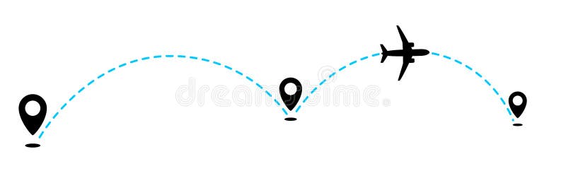 Flying Plane and Geolocation Mark for Mobile App. Stock Vector ...
