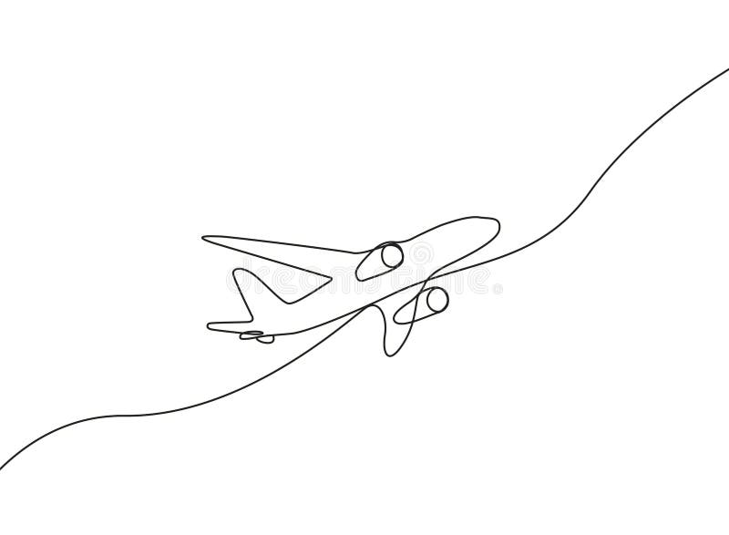 Flying Plane Line Drawing Continuous Line Art Stock Illustration ...
