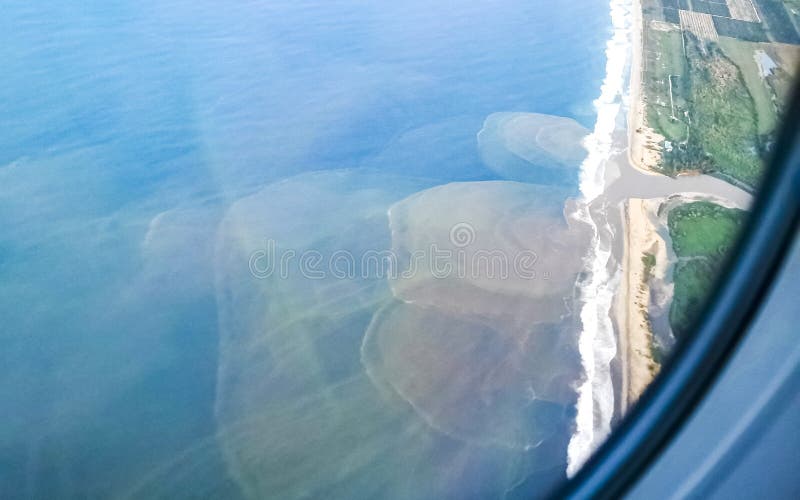 Flying in Plane Over Coast of Oaxaca Mexico Stock Image - Image of ...