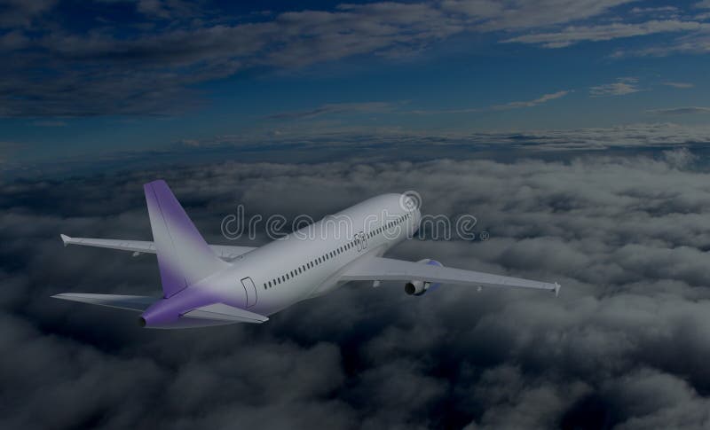 Flying Plane in the Sky 3d Illustration Stock Illustration ...