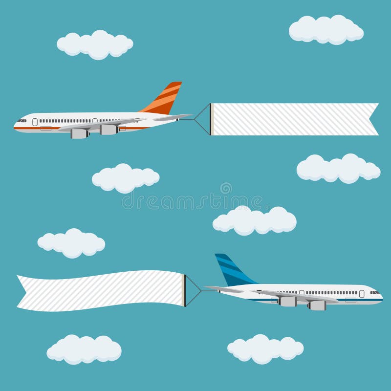 Flying Planes with Banners. Stock Vector - Illustration of flat, show ...