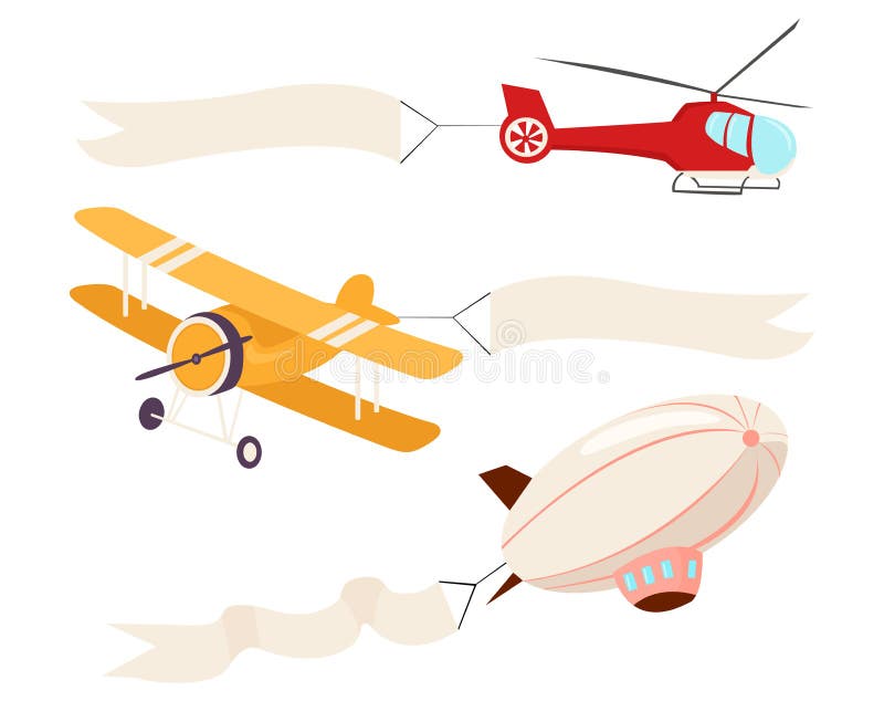 Plane with ribbon banner. stock vector. Illustration of isolated ...