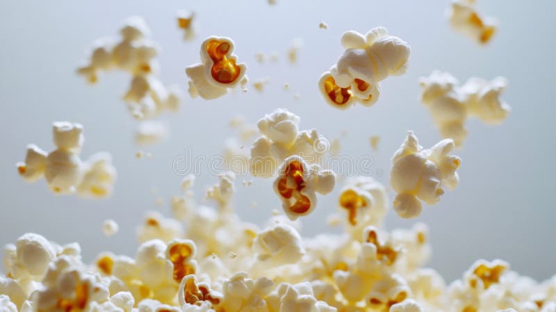 Flying Popcorn Kernels Against a Light Background Stock Illustration ...