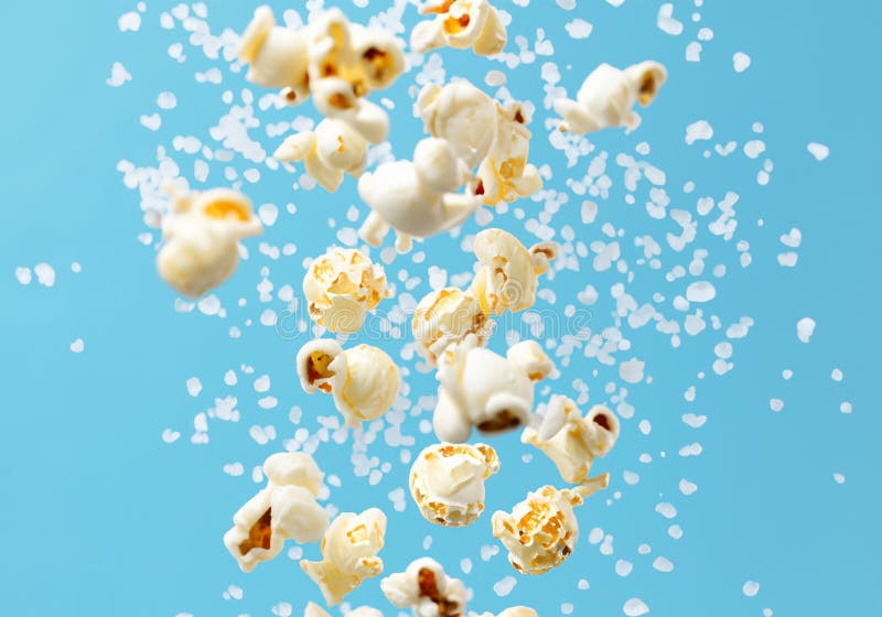 Flying Popcorn and Sea Salt Stock Illustration - Illustration of sweet ...