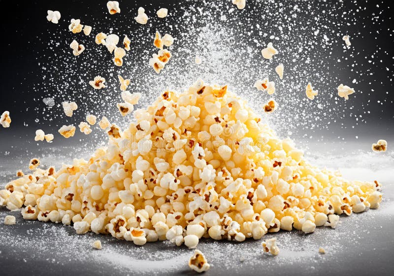 Flying Popcorn and Sea Salt Stock Illustration - Illustration of butter ...
