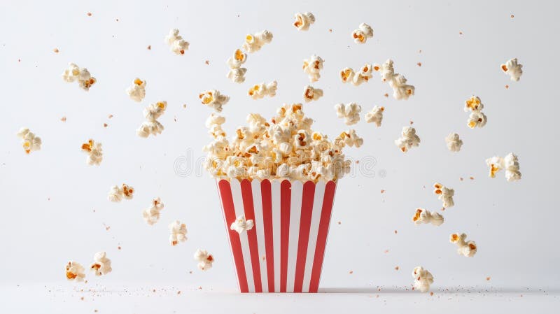 Flying Popcorn from Striped Box Stock Illustration - Illustration of ...