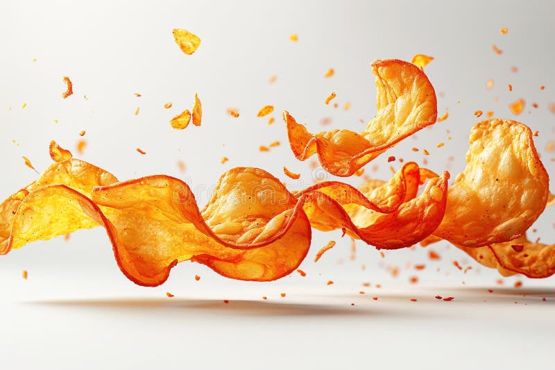 Flying Potato Chips Create a Dynamic Visual of Snack Time Joy on a ...