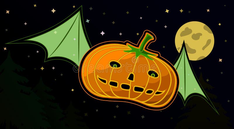 Flying Pumpkin stock vector. Illustration of mouth, cute - 21403326