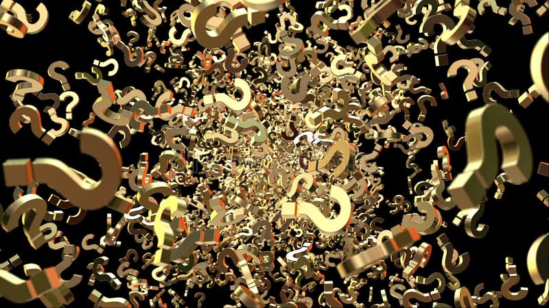 Flying Question Marks in Gold Color on Black Stock Footage - Video of ...
