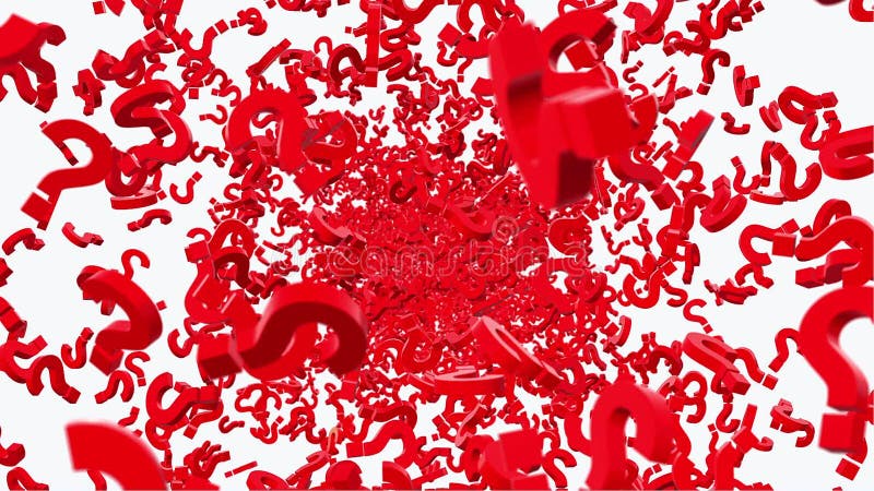 Flying Question Marks in Red Color on White Stock Video - Video of ...
