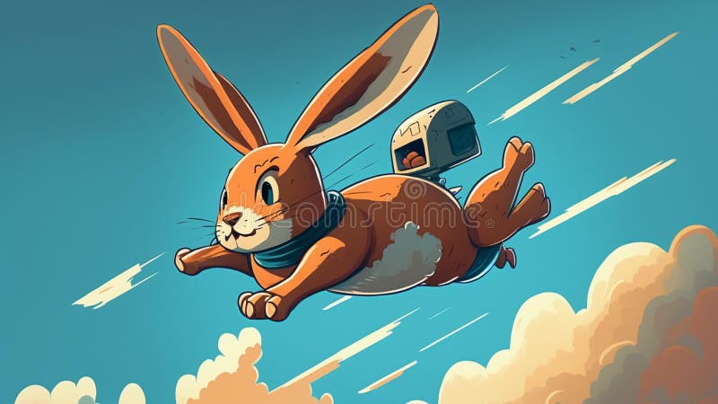 Flying Rabbit with a Badge on the Chest Character Cartoon Stock Vector ...