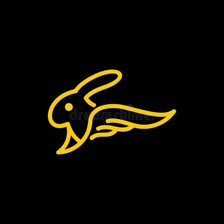 Flying Rabbit Wings Line Modern Creative Logo Stock Vector ...