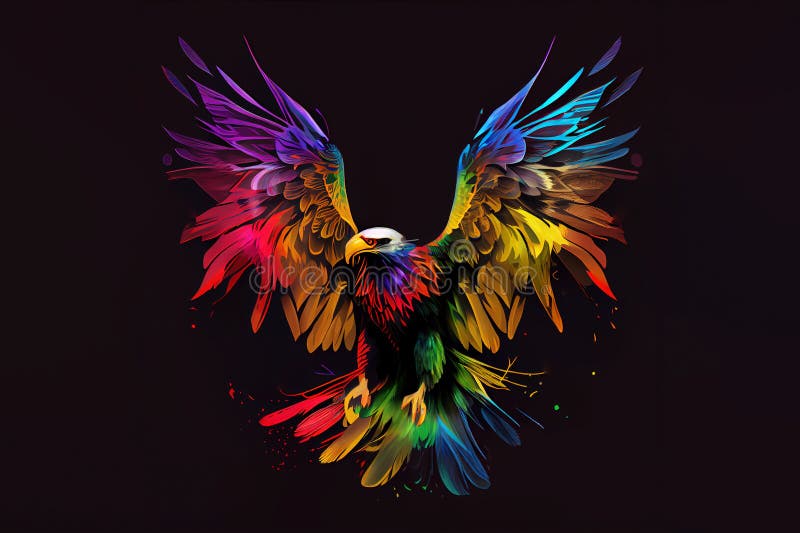 Flying rainbow eagle. stock illustration. Illustration of colorful - 283092063