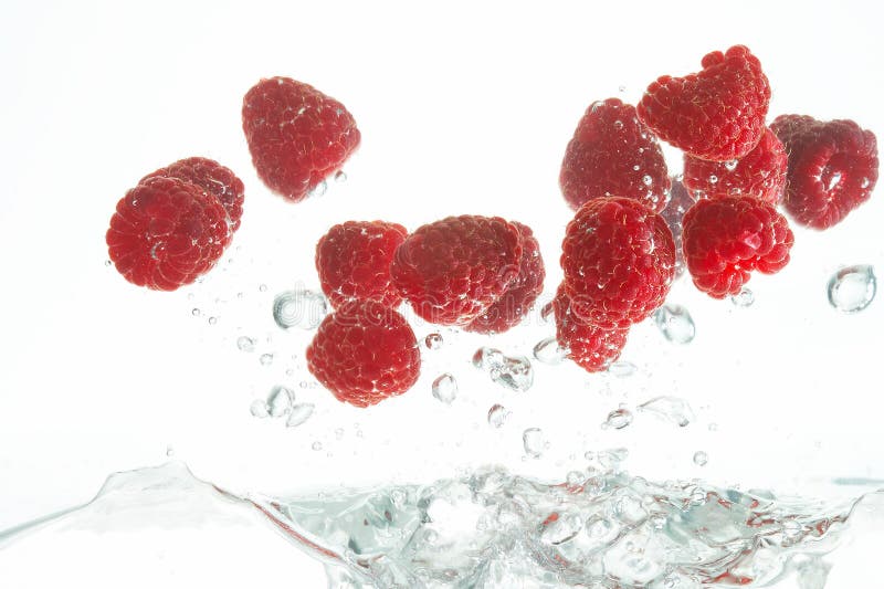 Flying raspberries stock image. Image of foods, surface - 3507675