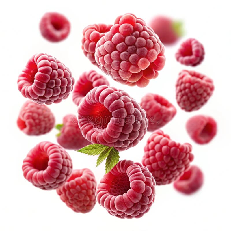 Flying raspberries stock illustration. Illustration of vibrant - 361160611