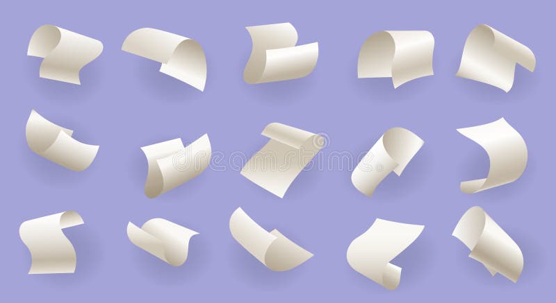Flying Realistic Paper Sheet Set Stock Illustration - Illustration of ...
