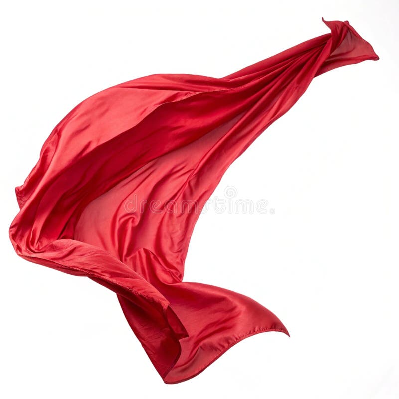 Flying Red Fabric Isolated on White Background Stock Illustration ...