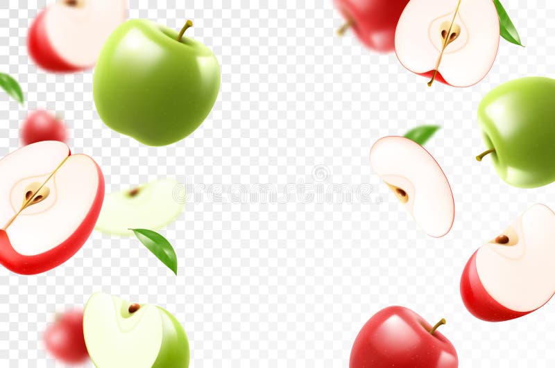 Flying Red and Green Juicy Apples. Bright Background Falling Apples ...