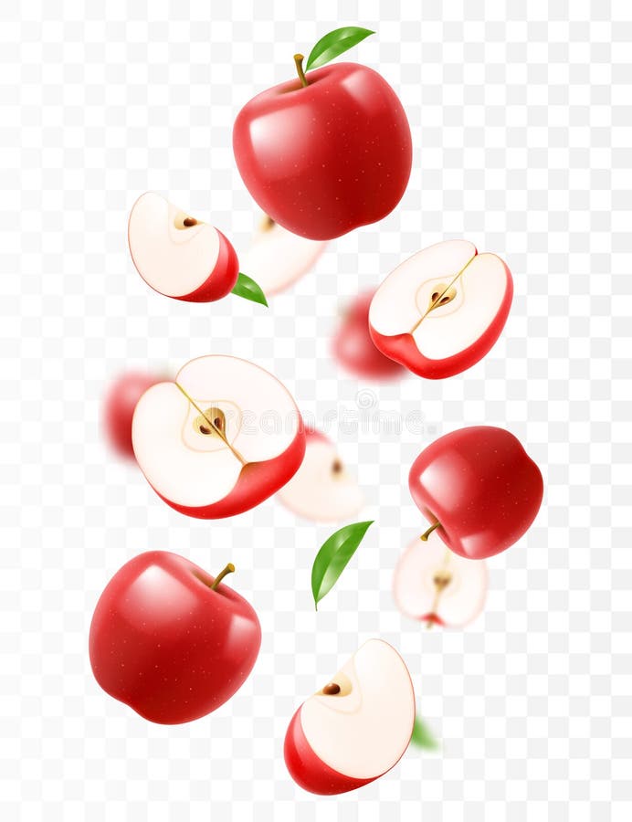 Flying Red Juicy Apples. Bright Advertising Background Falling Red ...