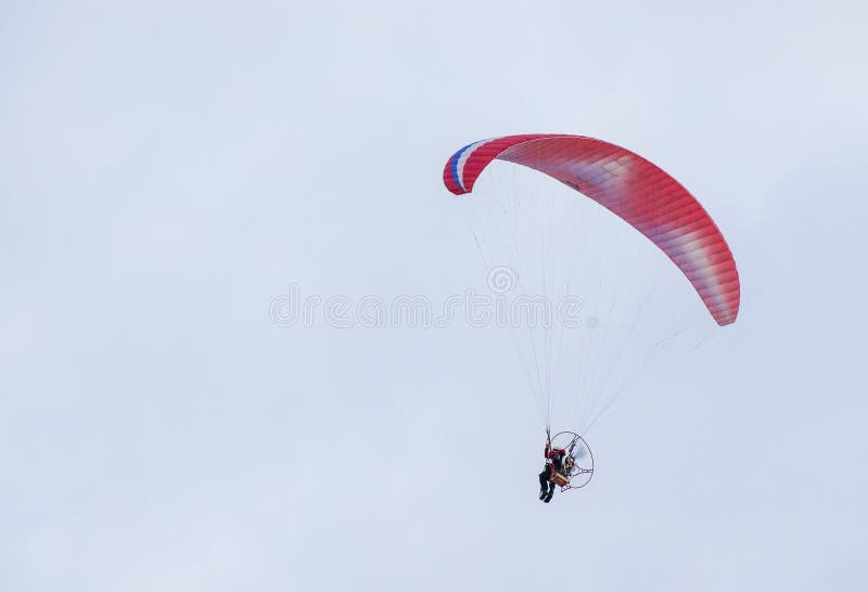 Flying and Red Paragliding. Stock Image - Image of paragliding, flight ...