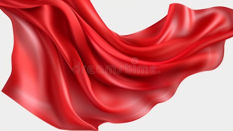 Flying Red Silk Fabric Isolated on a White Background. Generative Ai ...