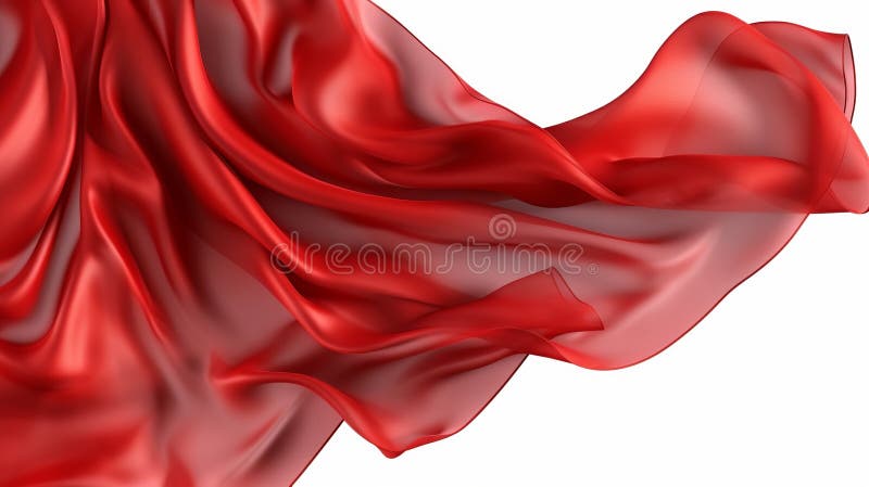 Flying Red Silk Fabric Isolated on a White Background. Generative Ai ...
