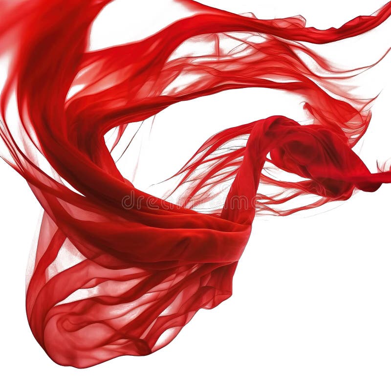Flying Red Silk Illustration Design on Transparent Background Stock ...
