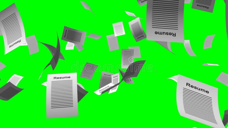Flying Resumes and CV Documents on Green Screen Stock Illustration ...