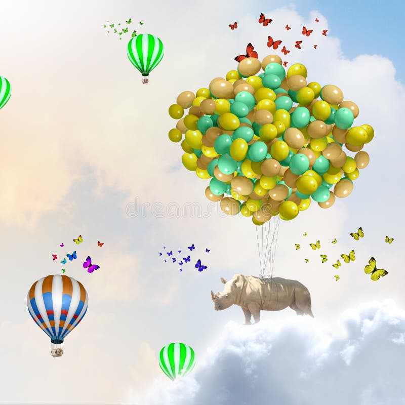 Flying rhino stock illustration. Illustration of brown - 38486782