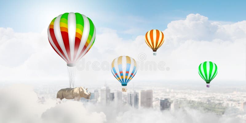 Flying rhino stock photo. Image of aerostat, balloon - 38479648