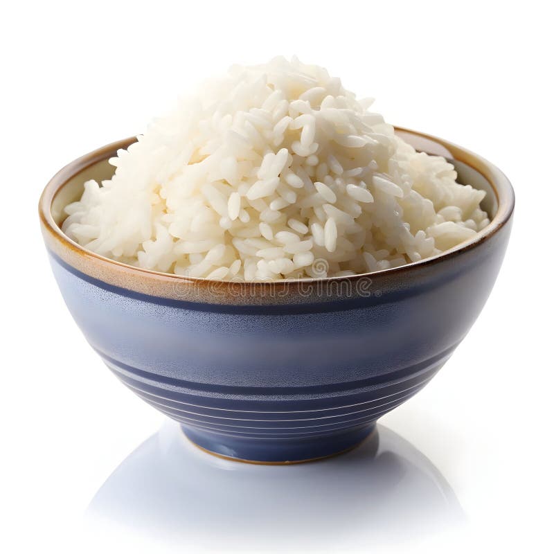 Flying Rice Being Poured into a Black Bowl Against Stock Illustration ...