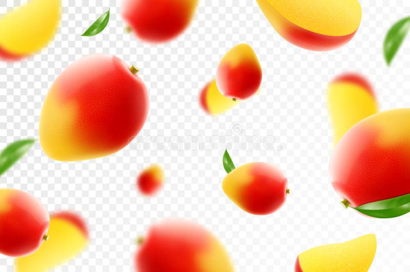 Flying Ripe Mango. Bright Advertising Background Falling Juicy Fruit ...