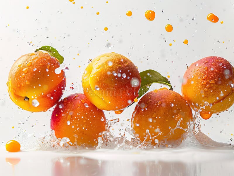 Flying Ripe Mango with Green Leaves Isolated on White Background. Mango ...