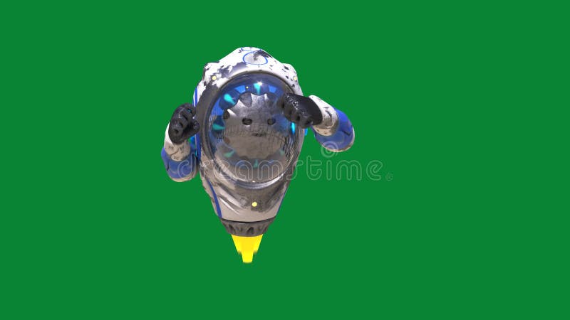 Flying Robot Green Screen Hit 3D Rendering Animation 4K Stock Footage ...