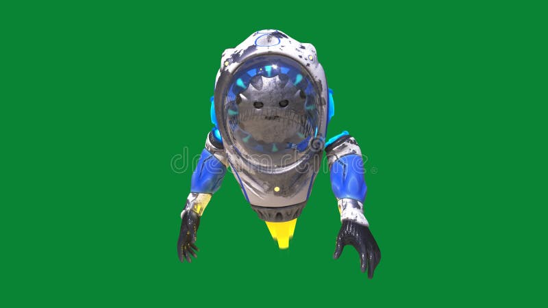 Flying Robot Green Screen Look Around Side Loop 3D Rendering Animation ...